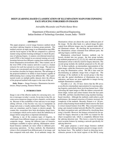 Pdf Deep Learning Based Classification Of Illumination Maps For