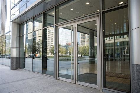 Glass Door Of The Office Building Stock Illustration Illustration Of