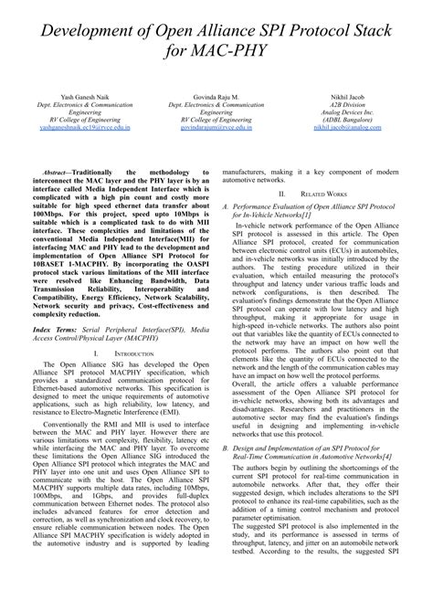 Pdf Development Of Open Alliance Spi Protocol Stack For Mac Phy