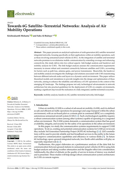 Pdf Towards 6g Satellite Terrestrial Networks Analysis Of Air Mobility Operations