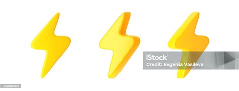 3d 노란색 번개 번개 아이콘 절연 통하고 있는 와 백색 배경 번개 전기 타격 번개 섬광의 렌더링 3d 만화 간단한 벡터 일러스트 레이 션 3차원 형태에 대한 스톡 벡터
