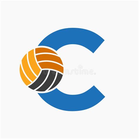 Letter C Volleyball Logo Concept Volleyball Sports Logotype Template Stock Vector