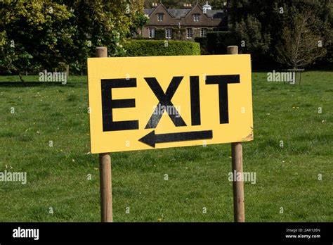 Yellow And Black Exit Sign Stock Photo Alamy