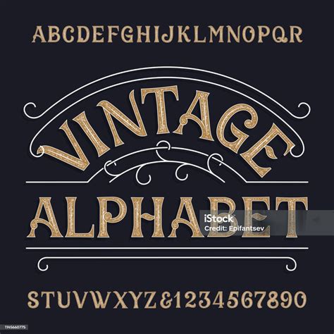 빈티지 알파벳 글꼴입니다 복고풍 스타일의 지저분한 문자와 숫자를 화려하 게 컴퓨터 글자에 대한 스톡 벡터 아트 및 기타 이미지 컴퓨터 글자 개척시대의 서부 고풍스런