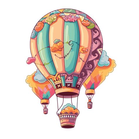 열기구 스티커 클립 아트 만화 복고풍 뜨거운 공기 풍선 그리기 구름 벡터 일러스트 레이 션 상표 클립 아트 Png 일러스트 및 벡터 에 대한 무료 다운로드 Pngtree