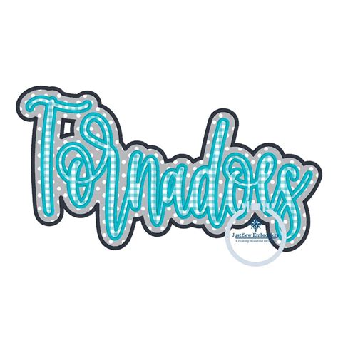 Tornadoes Double Layer Script Applique Embroidery Satin Stitch Three