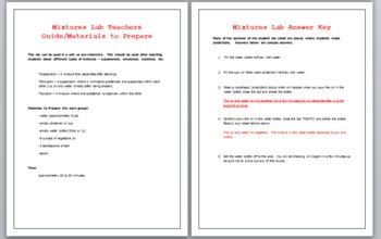 Pre Chemistry Mixtures Lab By Ms Eliza TPT