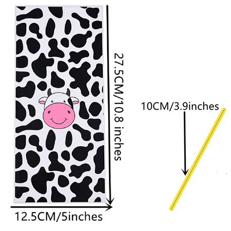 Badu Bg 10 50 бр Торбички за лакомства с принт на крава Торбички за бонбони Пластмасови