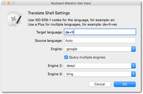 gui for “translate shell” macro library keyboard maestro discourse