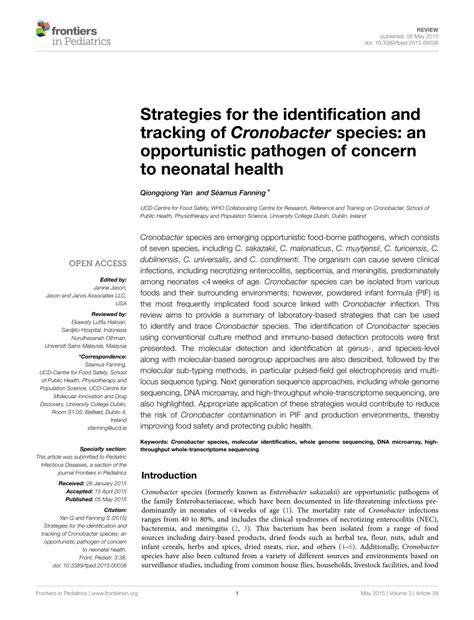 Pdf Strategies For The Identification And Tracking Of Cronobacter