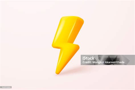 흰색 배경에 사실적인 3d 천둥 볼트 아이콘 벼락 에너지 플래시 번개 위험 및 힘의 상징 간단한 번개 엠블럼 3d 강력한 충전 아이콘 벡터 렌더링 일러스트 레이 션 플래시에