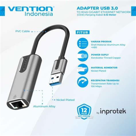 Jual Vention Usb To Lan Rj45 Ethernet Usb To Rj45 Adapter Gbe Cew Di Seller Kingyo