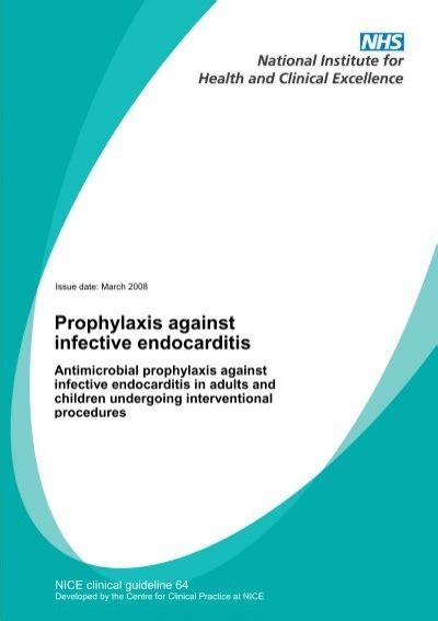 Prophylaxis Against Infective Endocarditis National Institute For