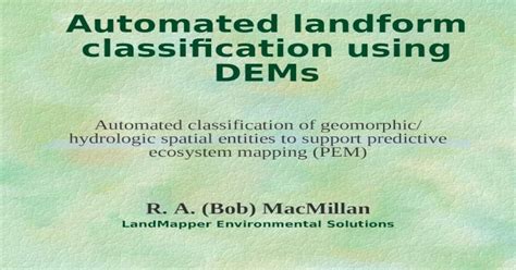 Ppt Automated Landform Classification Using Dems Automated Classification Of Geomorphic