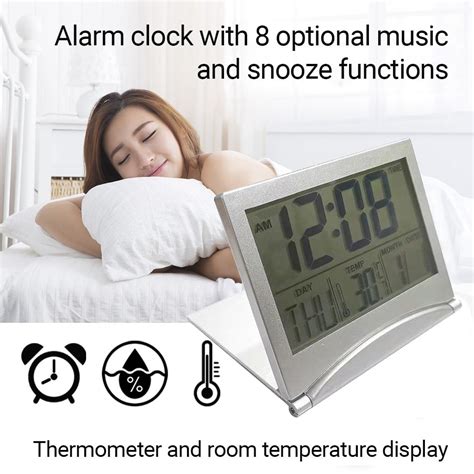 Toprenddon Digital Travel Alarm Clock Foldable Calendar And Temperature And Timer Lcd Clock With