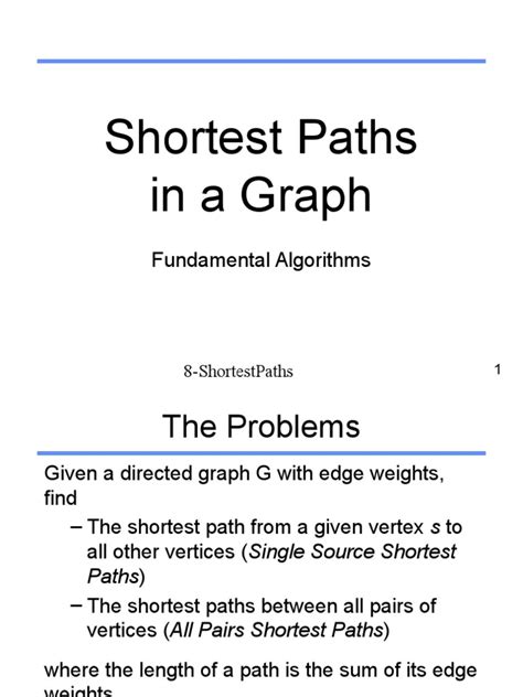 Shortest Paths In A Graph Fundamental Algorithms Pdf Discrete