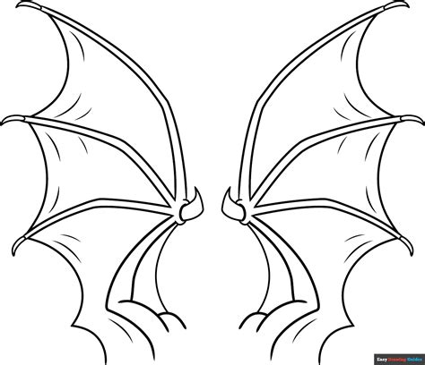 Dragon Wings Coloring Page Easy Drawing Guides