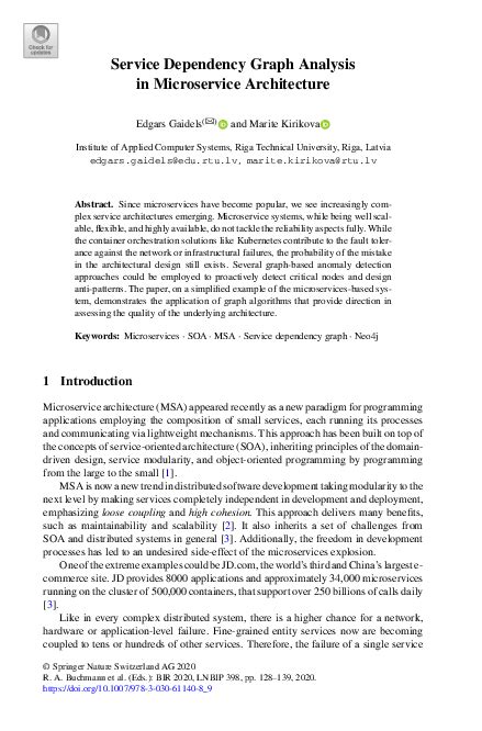 Pdf Service Dependency Graph Analysis In Microservice Architecture