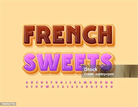 알파벳 편지와 숫자의 맛있는 세트와 벡터 맛있는 기호 프랑스어 과자 사탕에 대한 스톡 벡터 아트 및 기타 이미지 사탕 숫자 그래픽 프린트 Istock