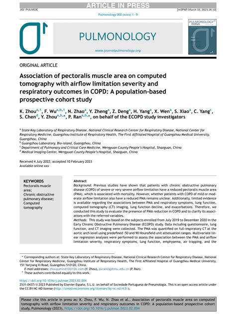 Pdf Association Of Pectoralis Muscle Area On Computed Tomography With Airflow Limitation