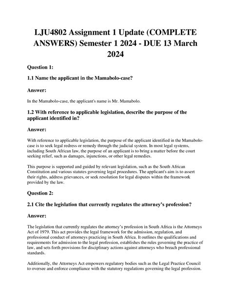 Lju4802 Assignment 1 Update Complete Answers Semester 1 2024 Due 13
