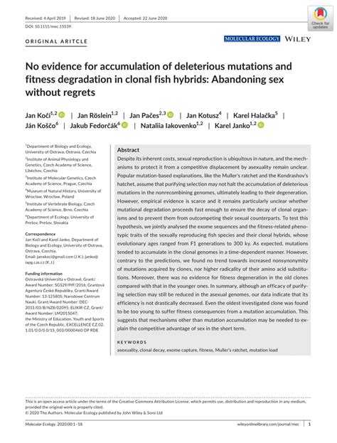 Pdf No Evidence For Accumulation Of Deleterious Mutations And Fitness