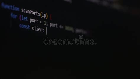 Program Code Javascript Network Port Scanning Close Up Shot