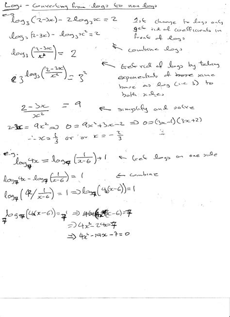 Logarithms Solving Log And Exponential Equations Alevelmathematicsnotes