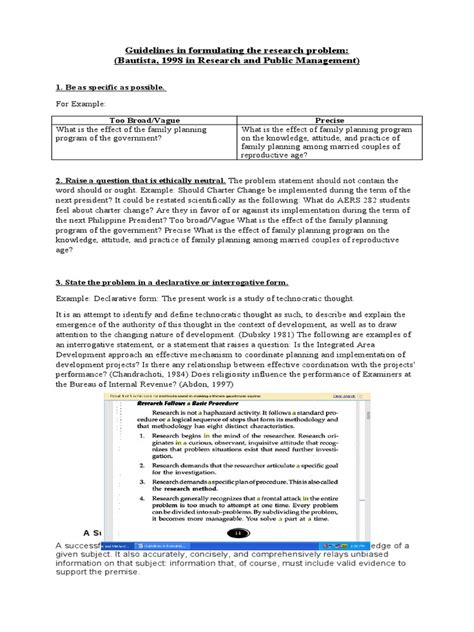 Guidelines In Formulating The Research Problem Pdf Knowledge