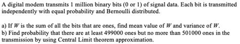 Solved A Digital Modem Transmits 1 Million Binary Bits 0