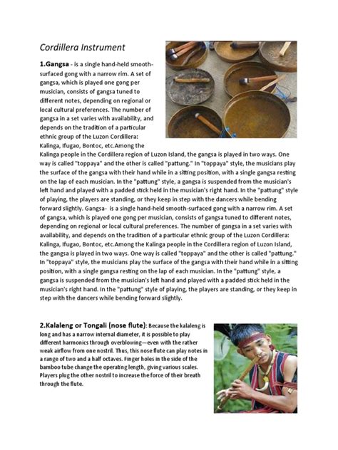 Cordillera Instrument 1 Gangsa Pdf Musical Instruments Music Technology