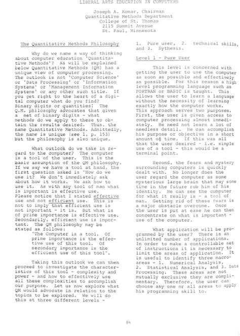 liberal arts education in computers acm sigcse bulletin