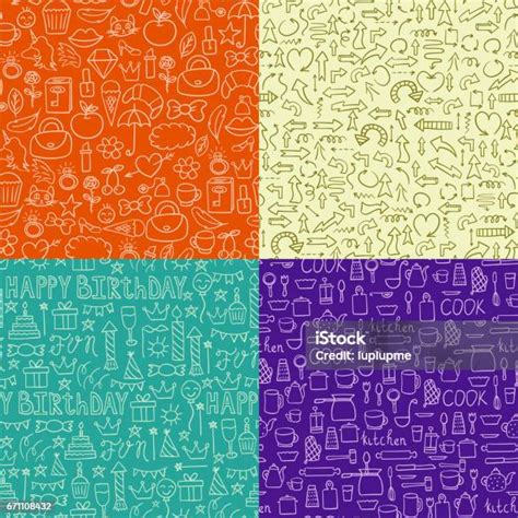 만화 한다면 손으로 그린 스타일 완벽 한 패턴 여름 디자인 벽지 벡터 일러스트 레이 션 고풍스런에 대한 스톡 벡터 아트 및 기타 이미지 고풍스런 그래픽 프린트 그리기