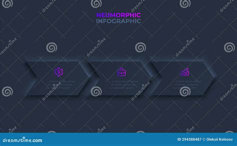 Neumorphic Vector Arrows Infographic With 3 Options Template For Business Neumorphism