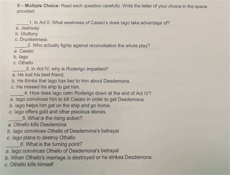 II Multiple Choice Read Each Question StudyX