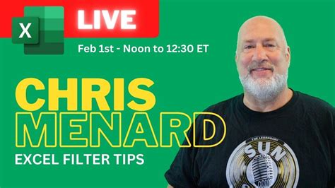 Excel Filtering Tips With Chris Menard Microsoft Certified Trainer