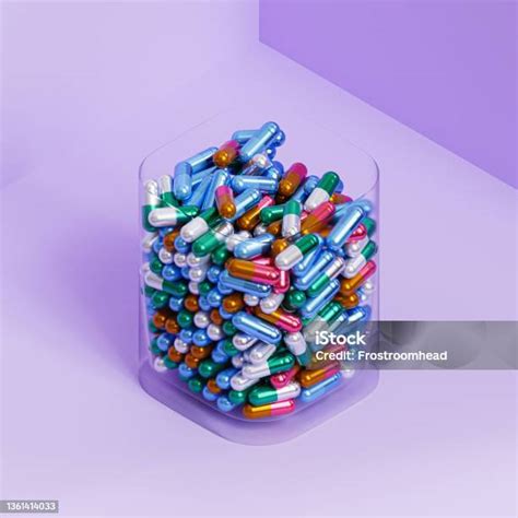 보라색 배경에 유리 캡슐 알 약 의료 개념 항생제 및 치료 3d 렌더링 0명에 대한 스톡 사진 및 기타 이미지 0명 3차원 형태 개념 Istock