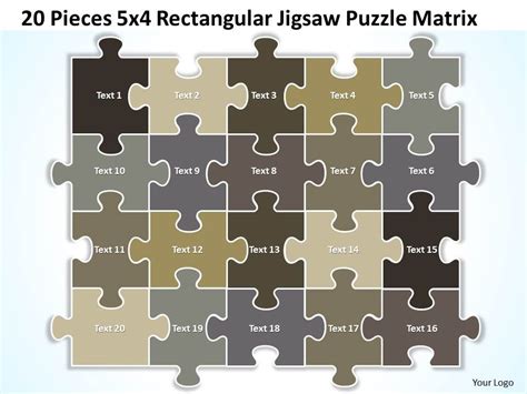 20 Pieces 5x4 Rectangular Jigsaw Puzzle Matrix Powerpoint Templates 0812 Powerpoint Slide