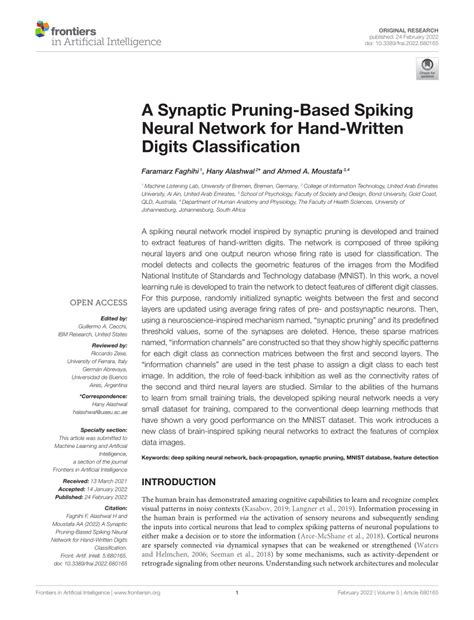 Pdf A Synaptic Pruning Based Spiking Neural Network For Hand Written Digits Classification