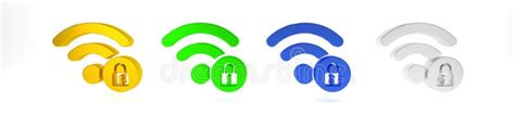 Colorful Wifi Locked Sign Icon Isolated On White Background Password Wi Fi Symbol Wireless