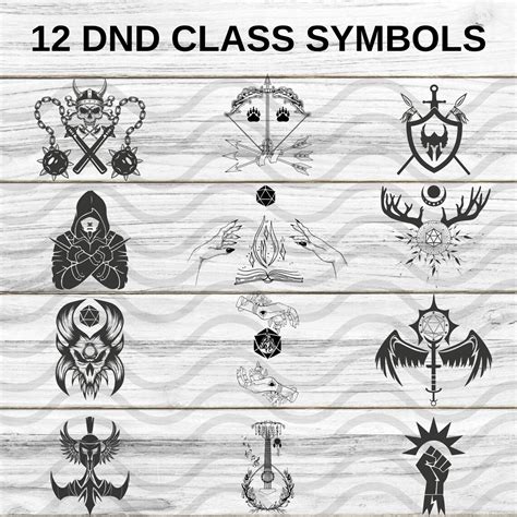 12 Black 12 White Dnd Class Symbols Dungeons And Dragons Bunlde