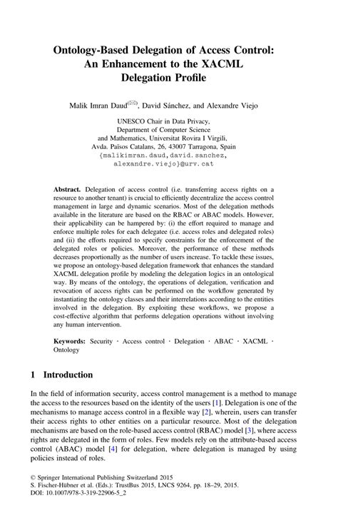 Pdf Ontology Based Delegation Of Access Control An Enhancement To