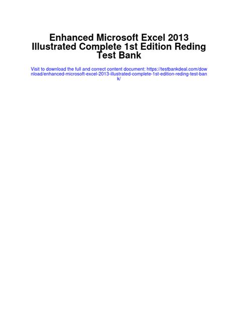 Instant Download Enhanced Microsoft Excel 2013 Illustrated Complete 1st Edition Reding Test Bank
