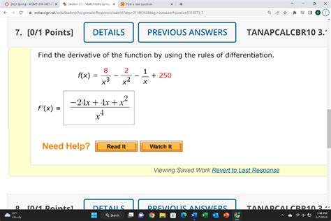 Solved Find The Derivative Of The Function By Using The Chegg