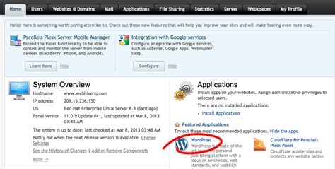 Wordpress One Click Install Web Hive