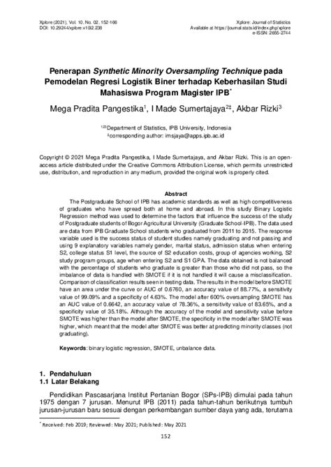 Pdf Penerapan Synthetic Minority Oversampling Technique Pada