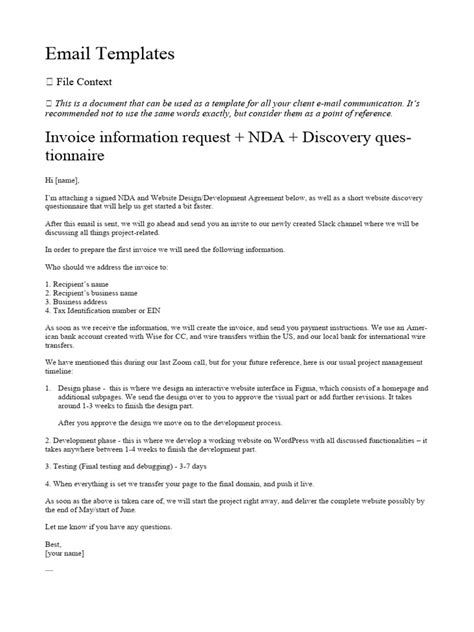 Example Email Templates Download Free Pdf Invoice Computing