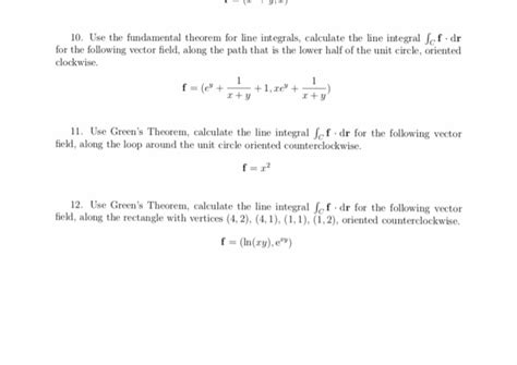 Solved 10 Use The Fundamental Theorem For Line Integrals Chegg Com