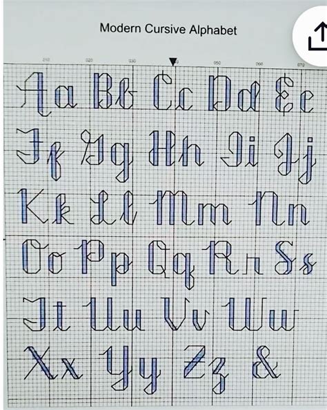 Modern Cursive Alphabet Cross Stitch Pattern