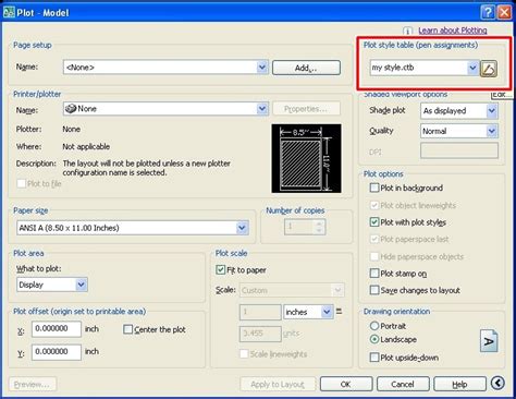 ตั้งค่า Plot Style ใน Autocad 2007